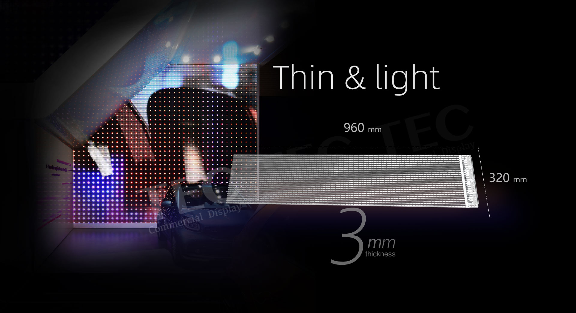 Glass adhesive film led screen, transparent soft film led display