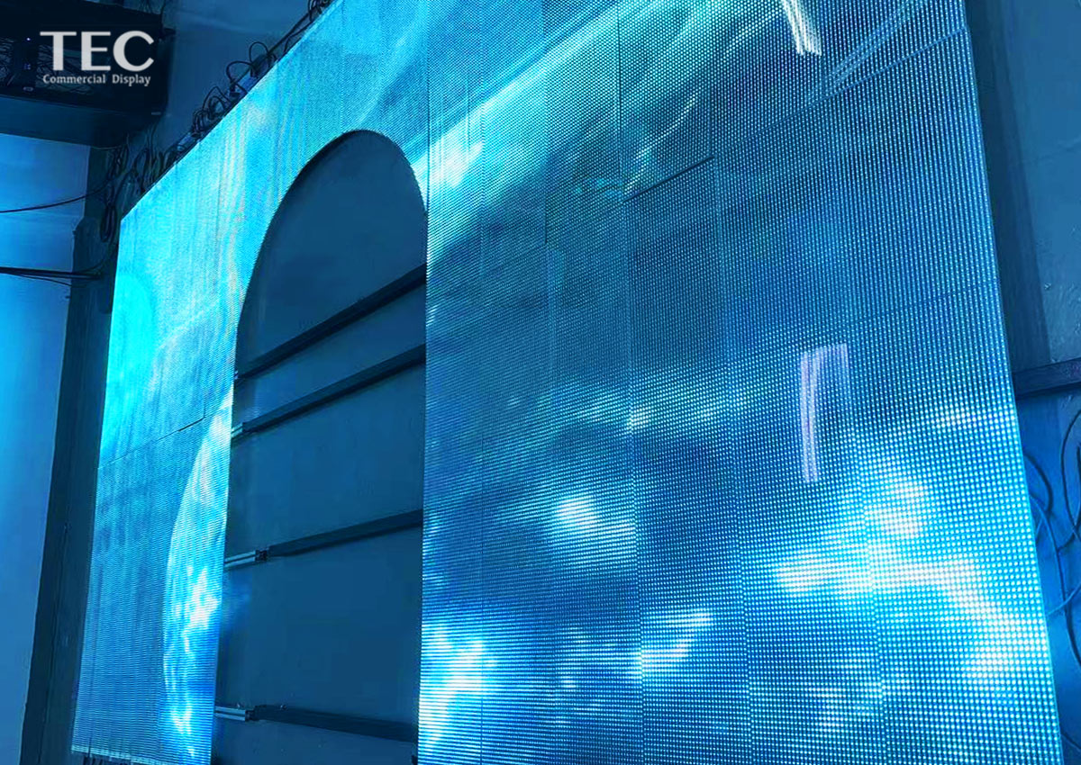 TEC Glass adhesive led screen, transparent soft film led display ...