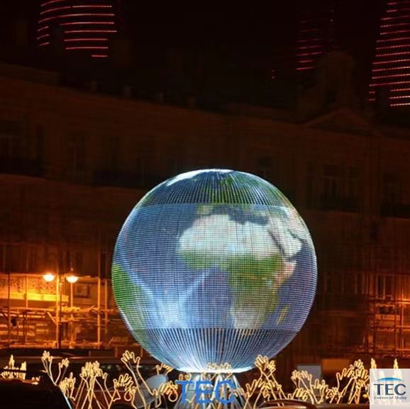 Stripit-37, P37.5mm Outdoor transparent LED strip sphere video screen ...