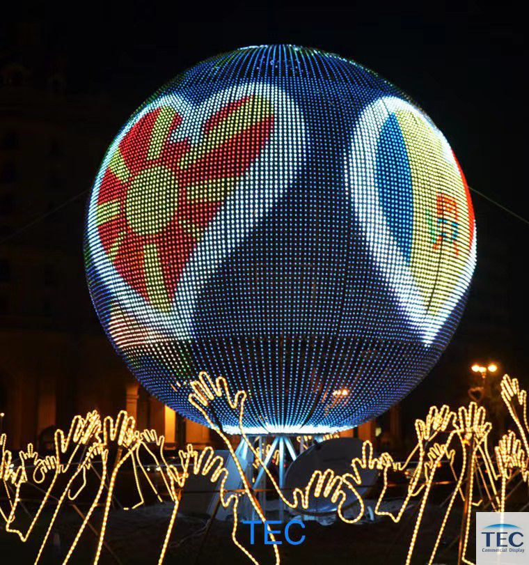 Stripit-37, P37.5mm Outdoor transparent LED strip sphere video screen ...