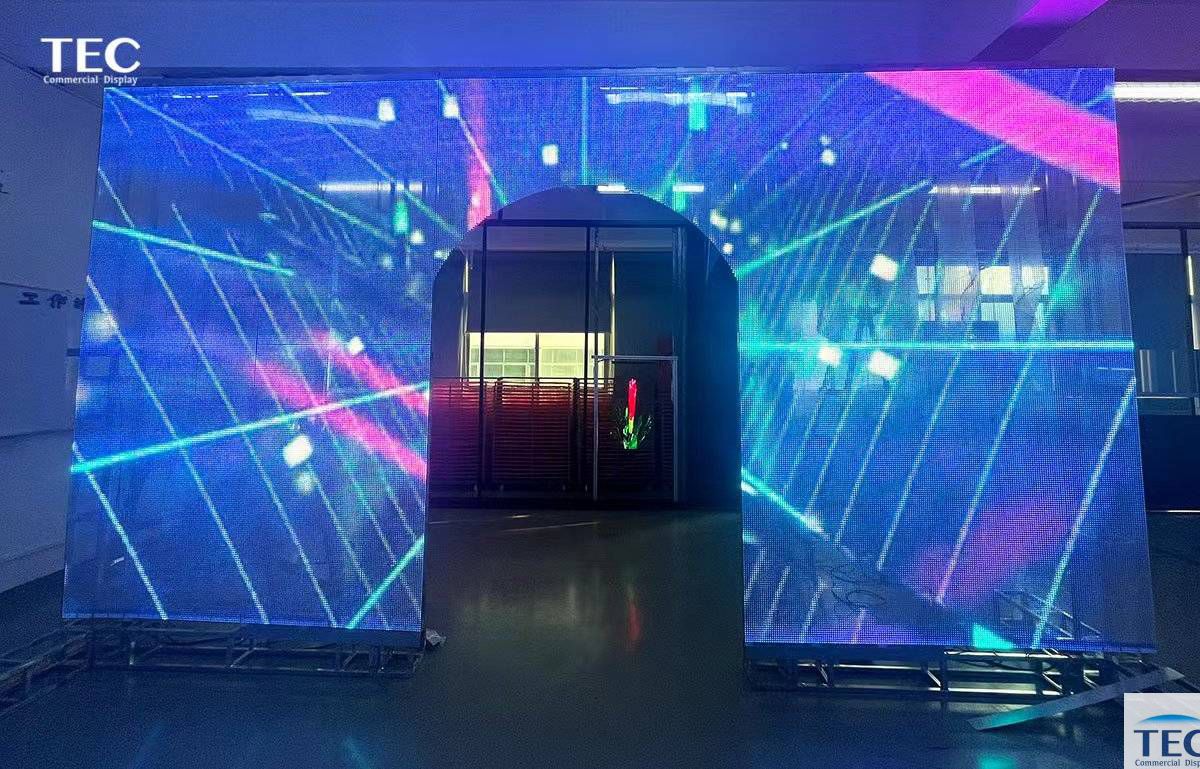 Showroom transparent glass video wall solutions, clear film LED screen ...