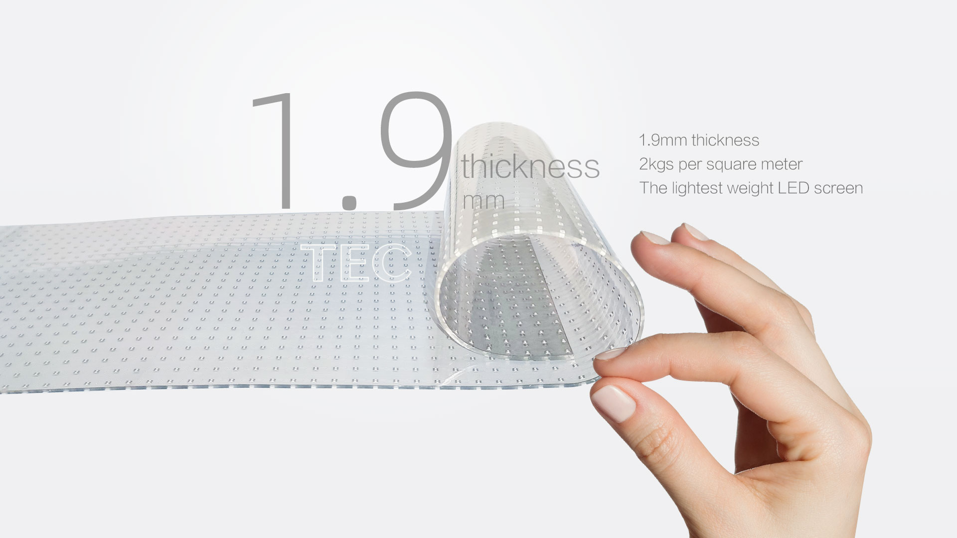 TEC Displays, Glass adhesive led screen, transparent film led display