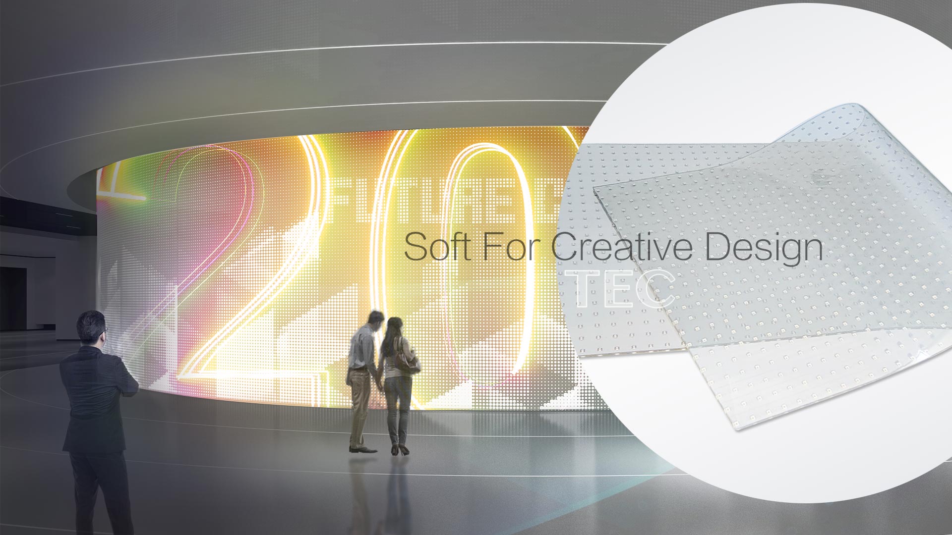 TEC Displays, Glass adhesive led screen, transparent film led display