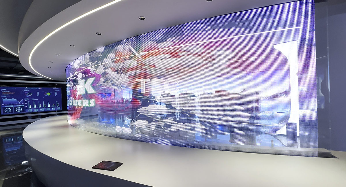 Glass adhesive film led screen, transparent soft film led display