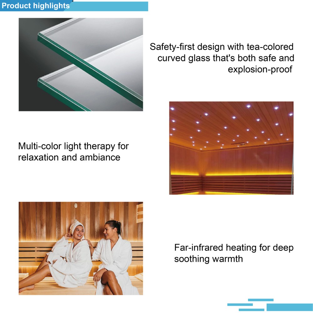 SR1112 Infrared Sauna Room with 6 Heating Panels, Glass Heater, 2.1KW ...