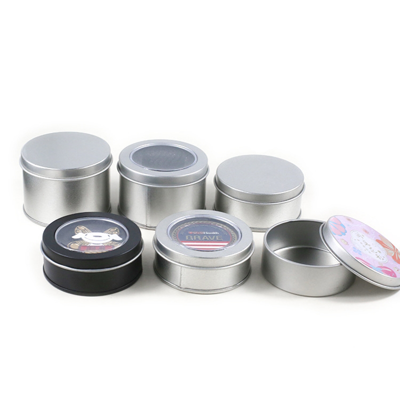 Small Round Tin Box with Window for Badge