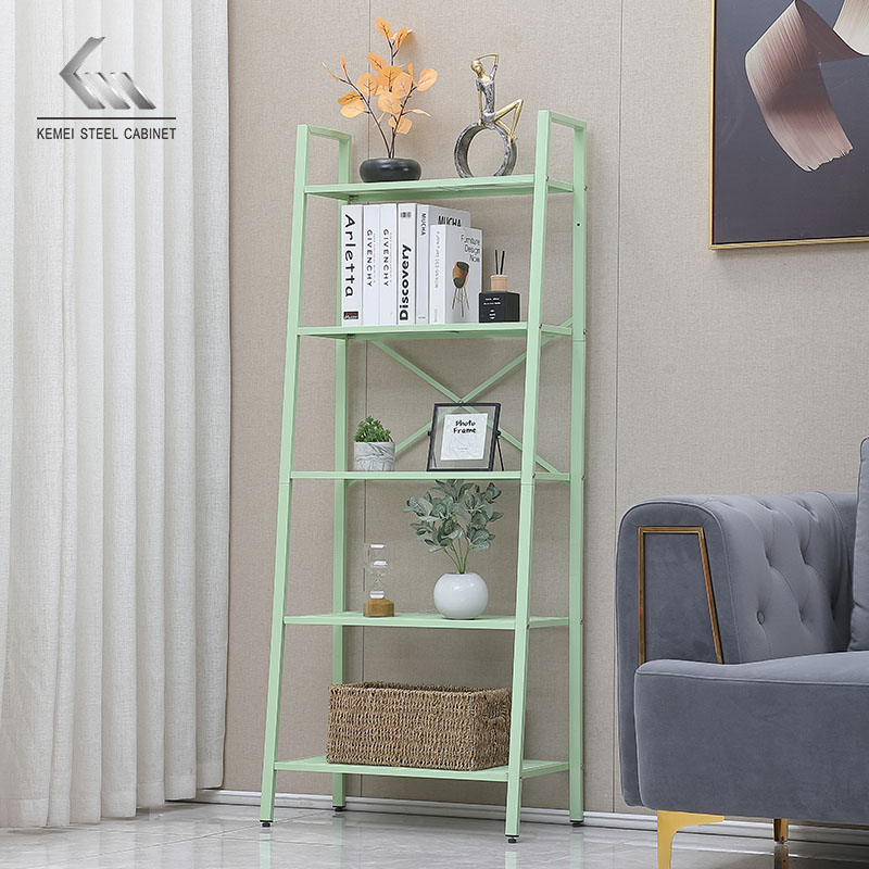 Modern Design Home Bookshelf Steel Rack Trapezoidal Shelf