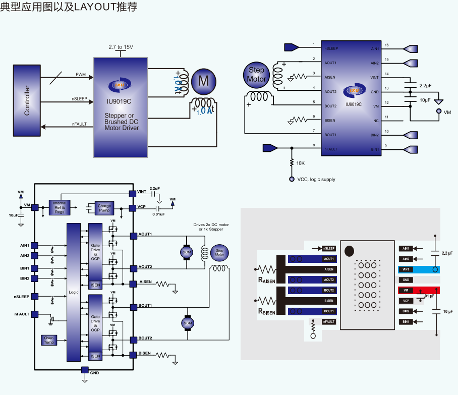 IU9019双通道H桥电机驱动芯片,驱动IC,双通道H桥电流控制电机驱动器