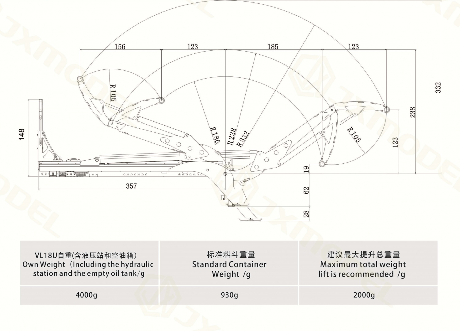 1/14 Hydraulic RC Skip loader Truck :JX-VL18U-F2000/K3363