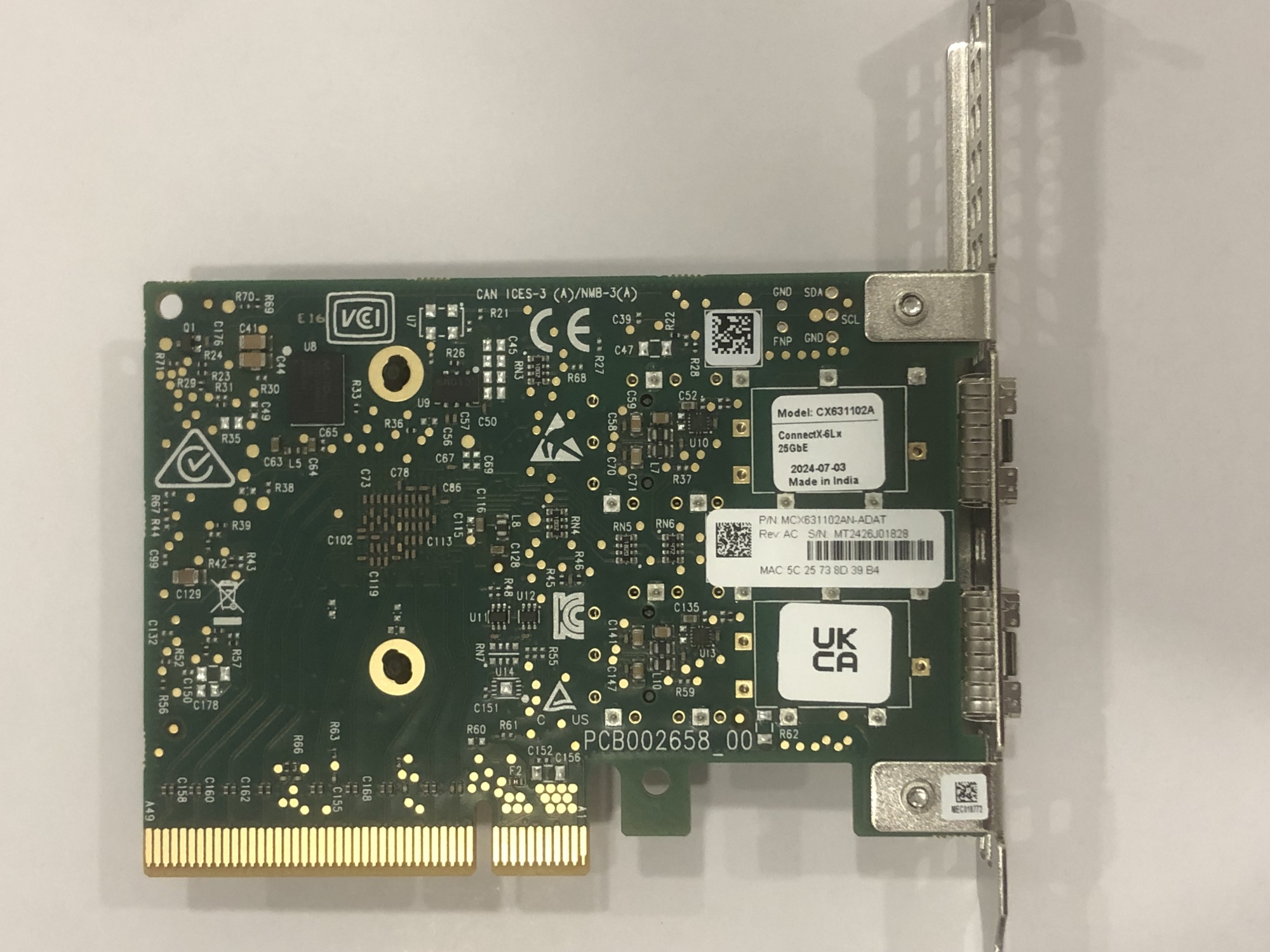 MCX631102AN-ADAT NVIDIA Mellanox Network Interface Card MCX631102AN-ADAT NVIDIA Mellanox Network Interface Card