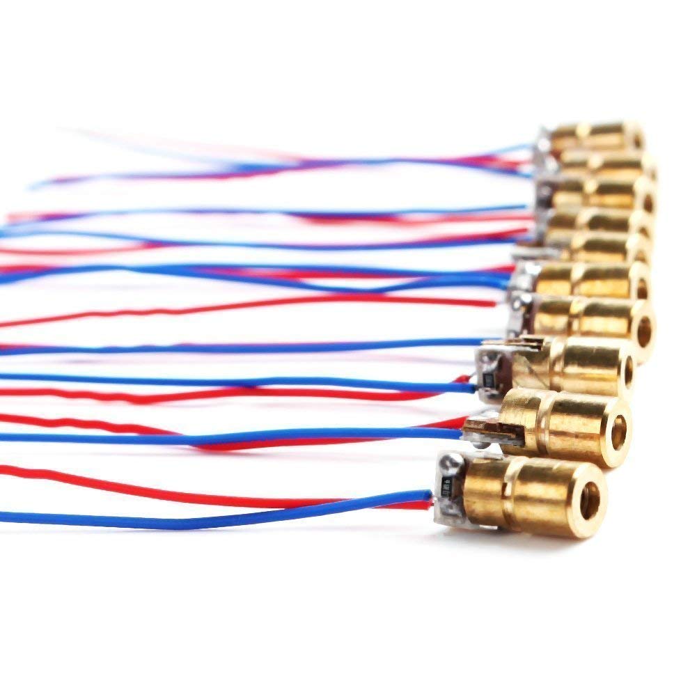 HiLetgo 5V 650nm 5mW Red Dot Diode Laser Head Red Laser Diode 6mm Red ...