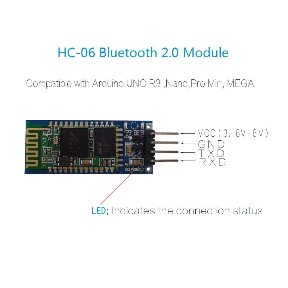 HC-06 RS232 4 Pin Wireless Bluetooth Serial RF Transceiver Support Module Slave and Master Mode ...
