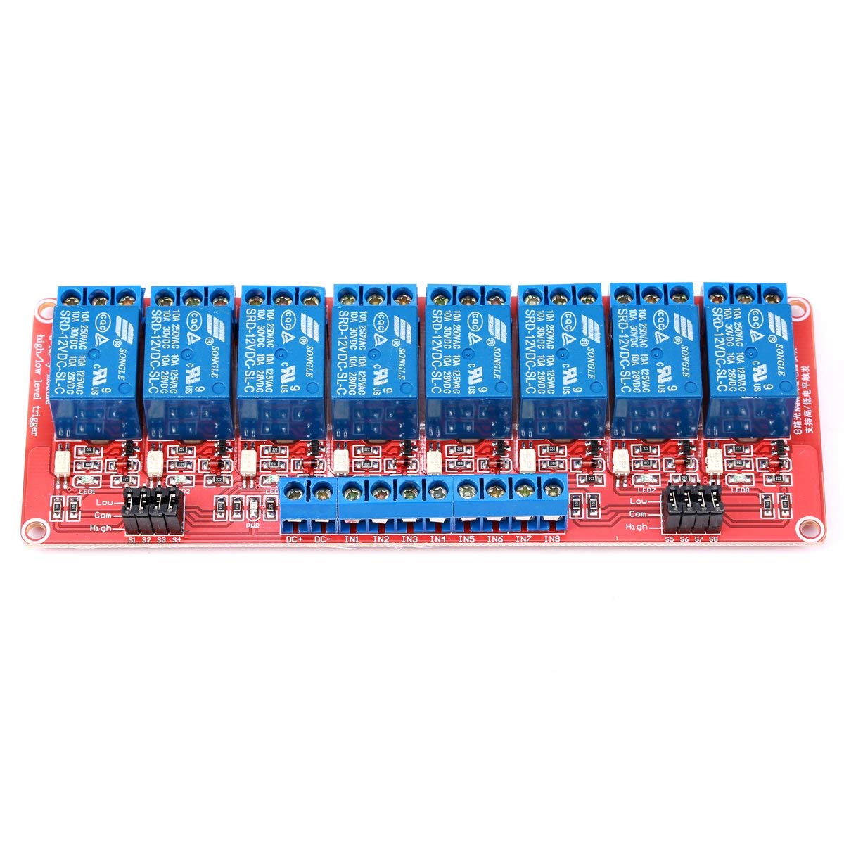 12V 8 Channel Relay Module With Optocoupler High And Low Level Trigger ...