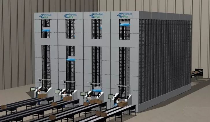 备受欧美电商青睐的OPEX Perfect Pick™ iBot料箱式Miniload双向多层穿梭车货到人拆零快速分拣系统