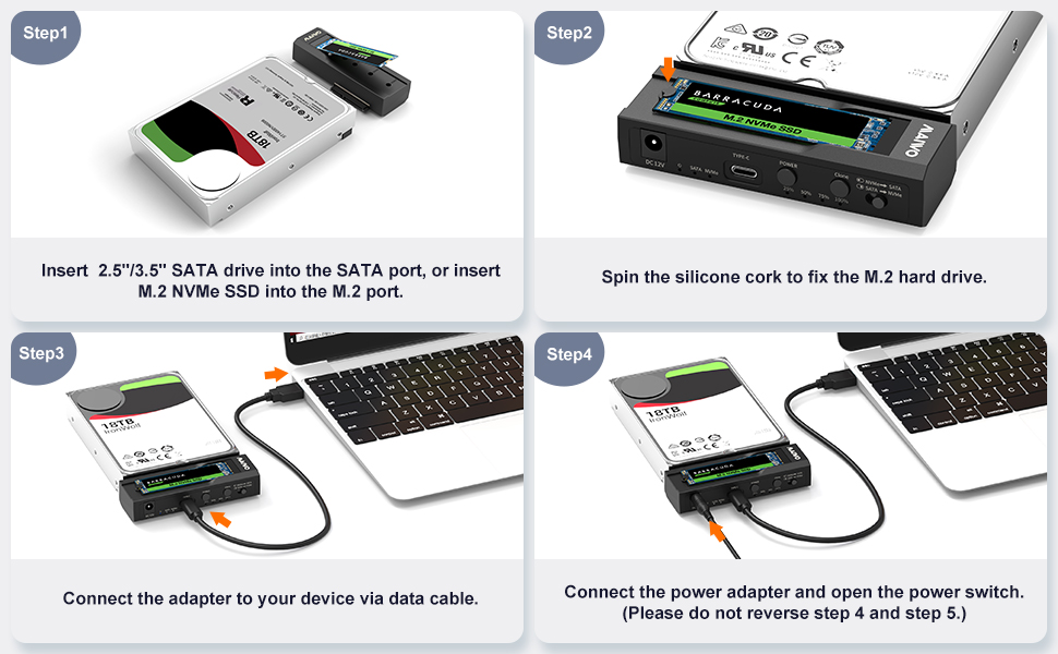 type C SSD clone adapter for SATA and NVMe M2 SSD