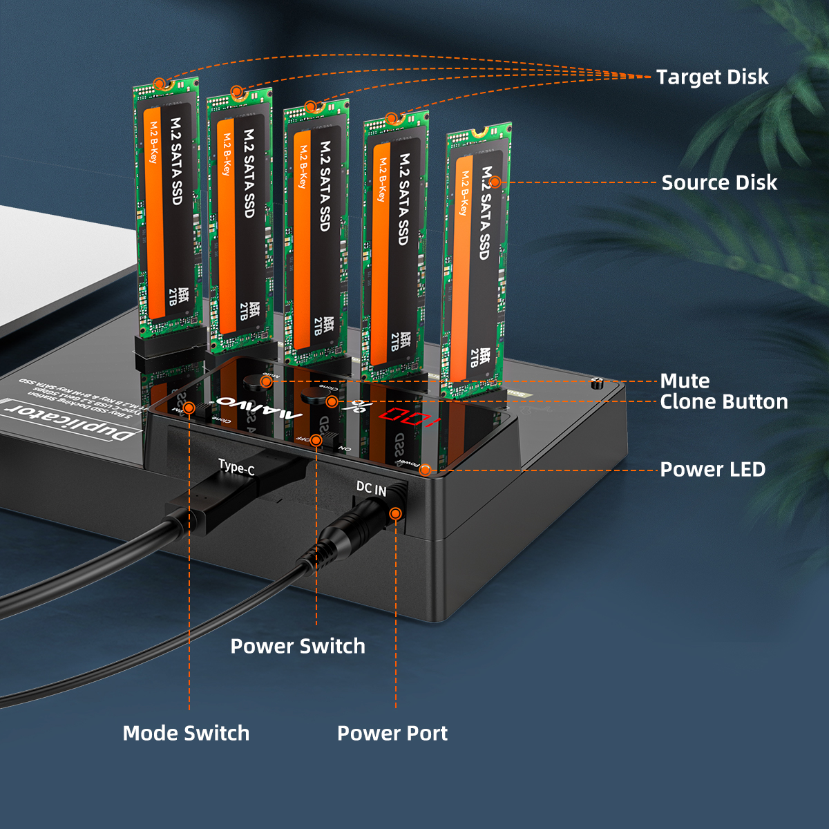 5 Bays 2.5" SATA HDD / SSD Docking Station / Duplicator