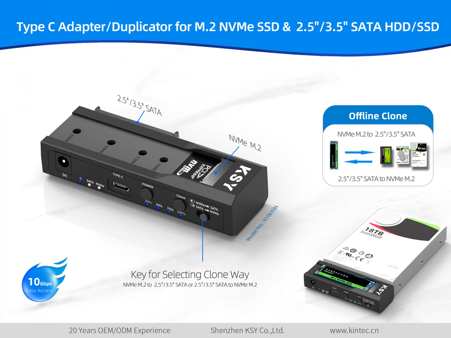 type C SSD clone adapter for SATA and NVMe M2 SSD