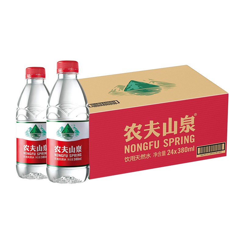 农夫山泉天然饮用水380ml 1*24瓶 整箱装