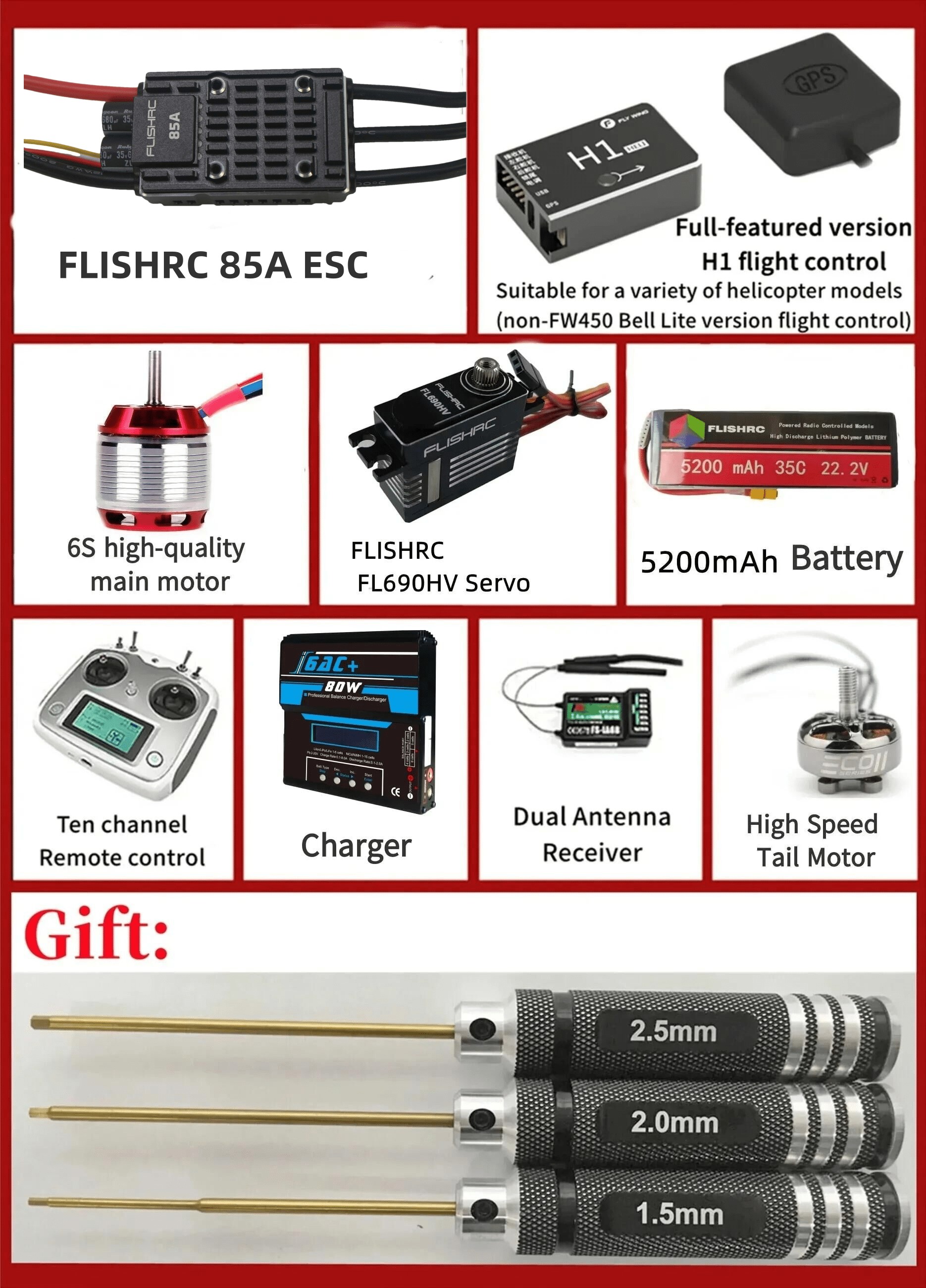 FL500 V2 FLISHRC Roban 500 AH-1 Cobra 500 Size Scale Helicopter GPS ...