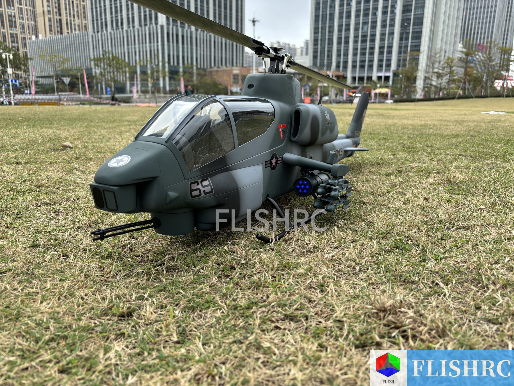 FL500 V2 FLISHRC Roban 500 AH-1 Cobra 500 Size Scale Helicopter GPS with H1 Flight Control RTF ...