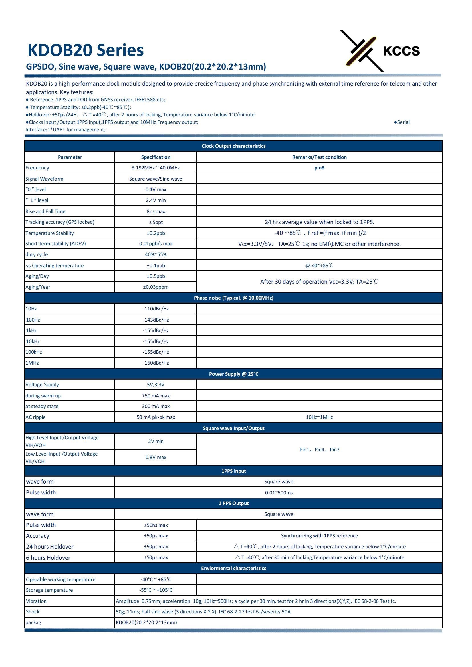 KDOB20KDOB20 is a high-performance clock module designed to provide ...