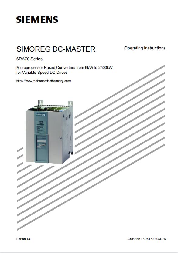 Siemens SIMOREG DC Master 6RA70 Series Base Drive Operating Instructions