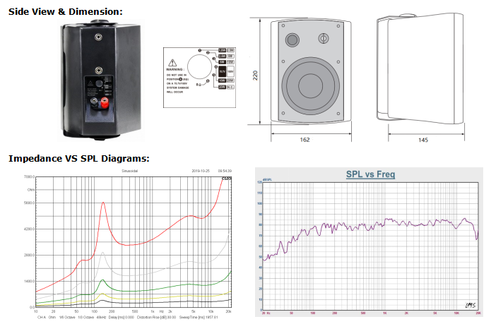 4" 2-Way Wall Mount Speaker 20W 100V & 8 Ohm WSK-420CS