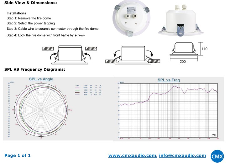 FCS-56CEN EN54-24 Ceiling Speaker 3W/6W