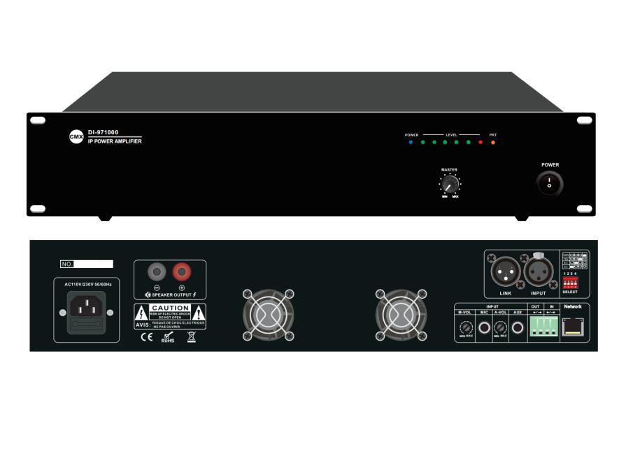 High Wattage IP Network Amplifier 850W to 2000W IP Audio System