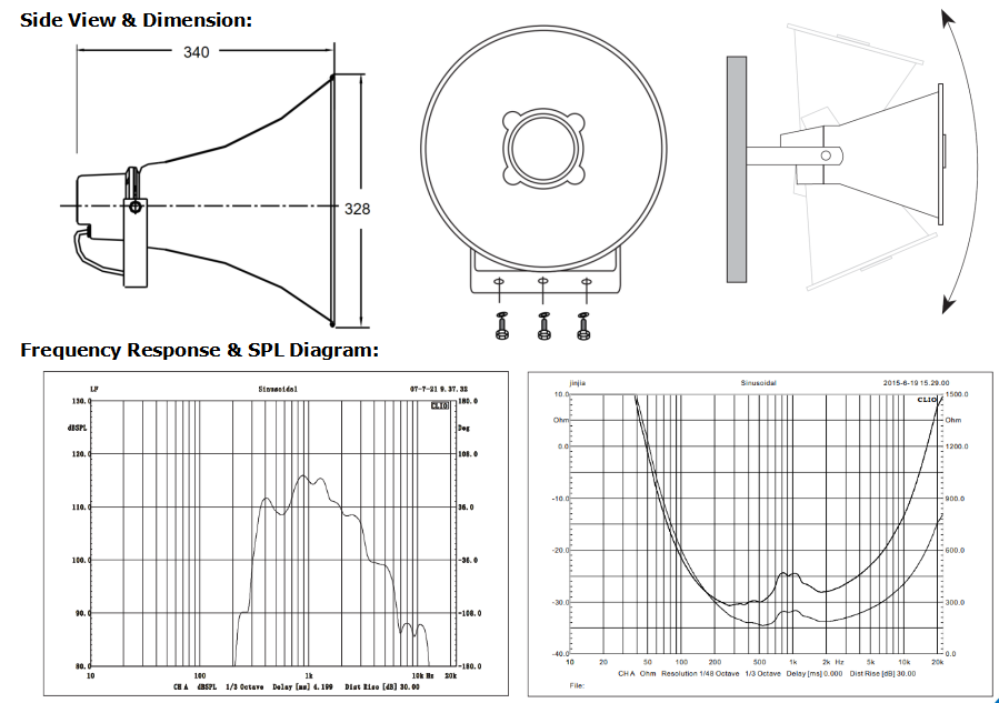 HSK-50H Outdoor Horn Speaker IP66 Aluminum 50W/25W 100V 70V