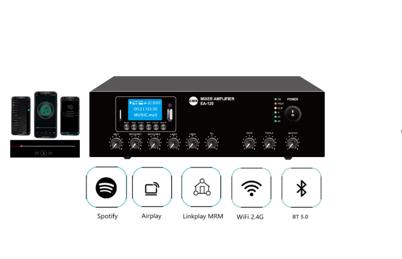 Commercial Audio Amplifier Wi-Fi Internet Streaming Amplifier with USB/SD/FM/Bluetooth EA-30W/EA ...