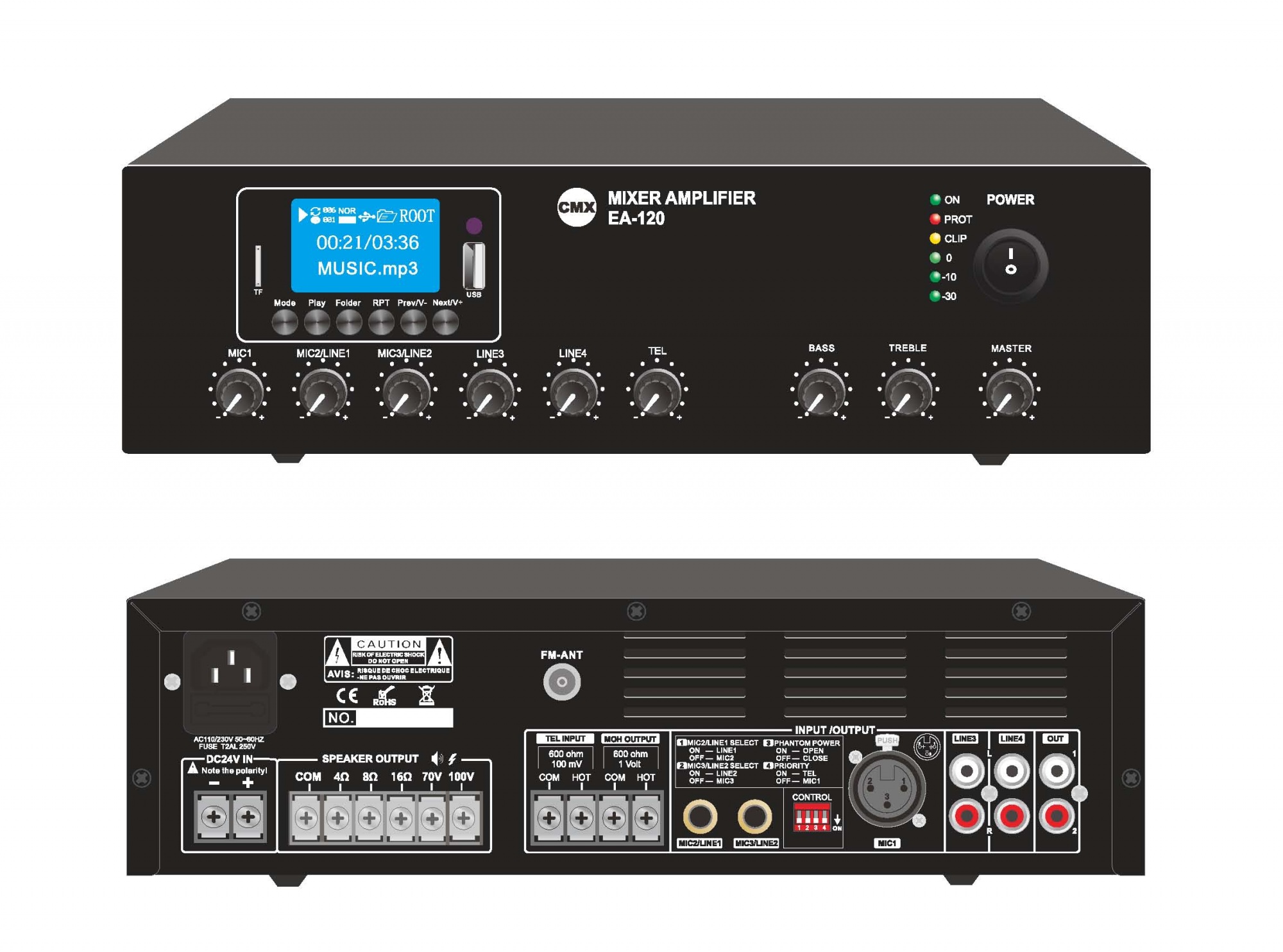 Mixer Amplifier with USB/SD & DAB+ FM & Blue Tooth, EA-30D EA-60D EA-120D