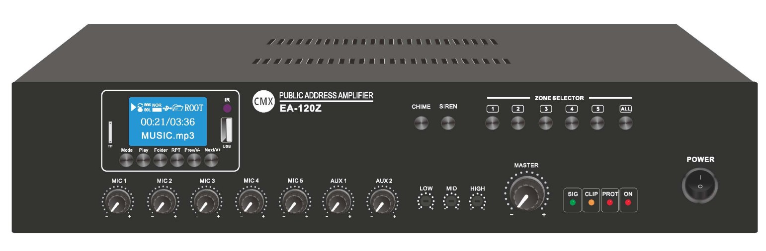 5 Zone Mixer Amplifier with USB/SD/FM/Blue Tooth EA-60Z/EA-120Z/EA-240Z ...