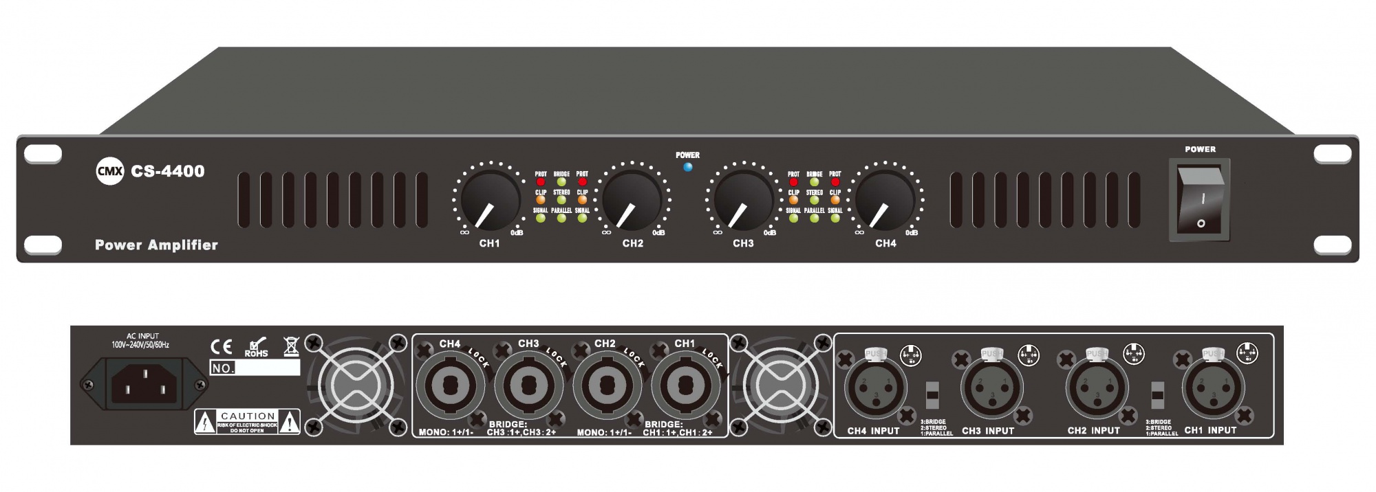 Four Channel Pro Sound Power Amplifier CS-4100 CS-4200 CS-4300 CS-4400