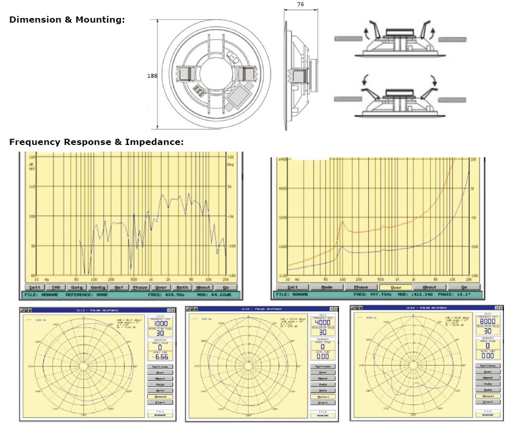 6.5" Framless Ceiling Speaker 6W/3W CSK-66H