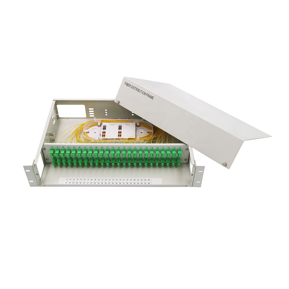 2U 48 Fiber Rack Mounted Fixed Fiber Optical Distribution Box / Patch Panel