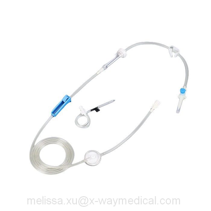 Disposable IV infusion tube with filter drip chamber and roller clamp ...