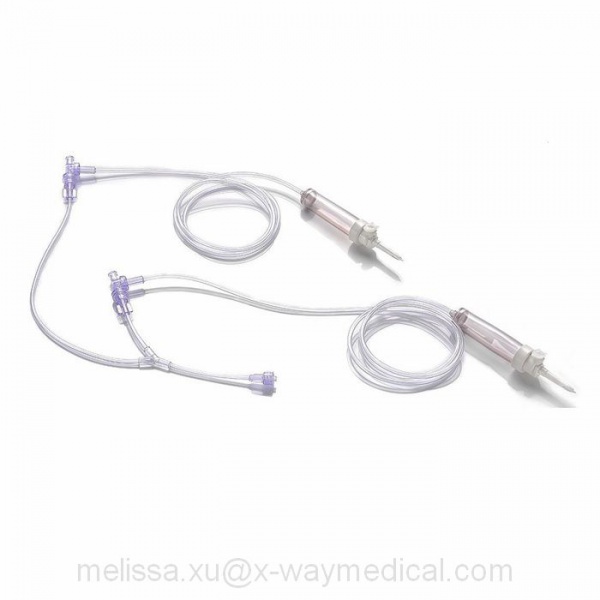 Drip chamber non-vented or vented IV tubing, large bore pressurization ...