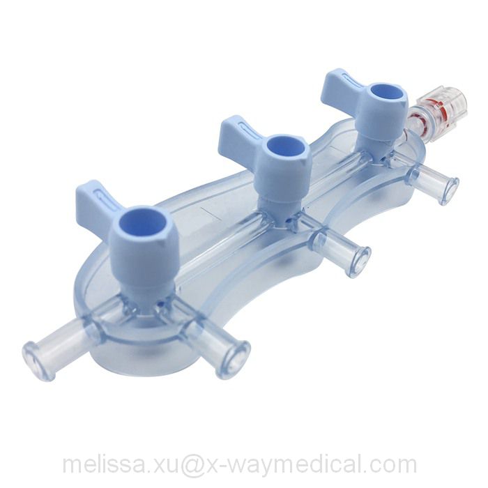 Pressure monitoring Saline contrast delivery block manifold, debubbling ...