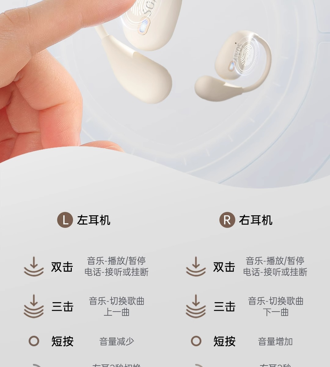 索爱（soaiy）GD31开放式概念耳夹式蓝牙耳机真无线长续航不入耳