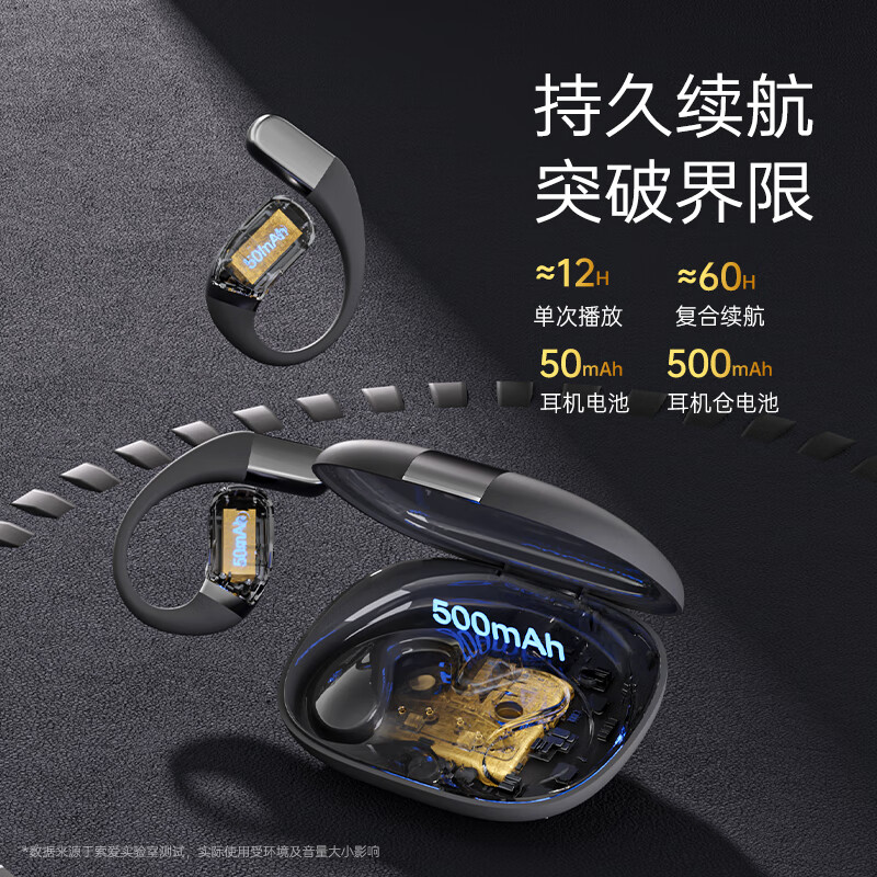 索爱（soaiy）GD35挂耳式蓝牙耳机2024新款高端不入耳气骨传导无线开放运动高音质适用于苹果华为OPPO/vivo