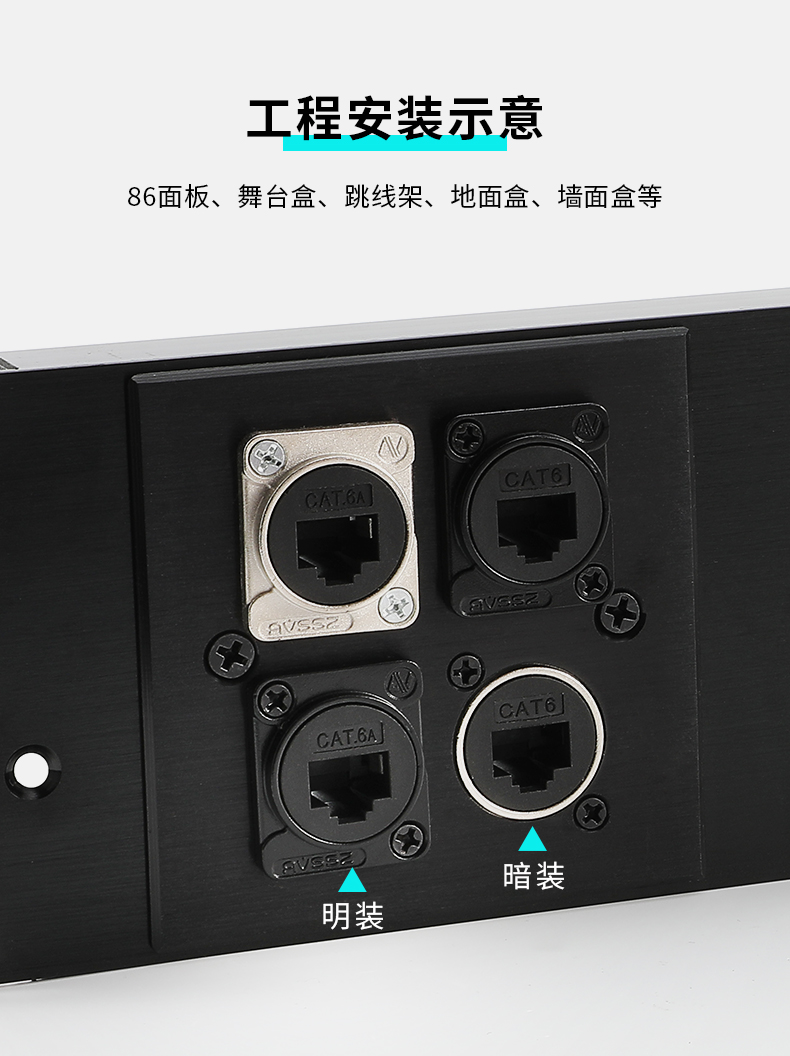 ARJ45-CAT6A-B/W D型模块超六类网络直通对接底座 AVSSZ-深圳市艾维声电子科技有限公司电话0755-82760906