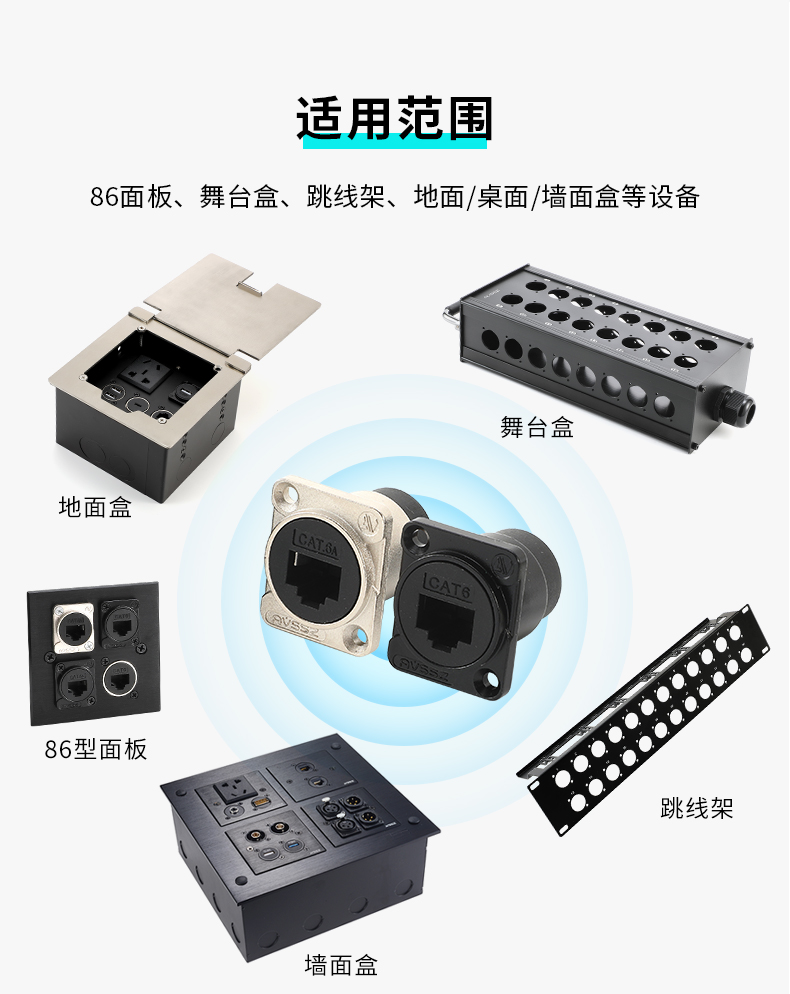 ARJ45-CAT6A-B/W D型模块超六类网络直通对接底座 AVSSZ-深圳市艾维声电子科技有限公司电话0755-82760906