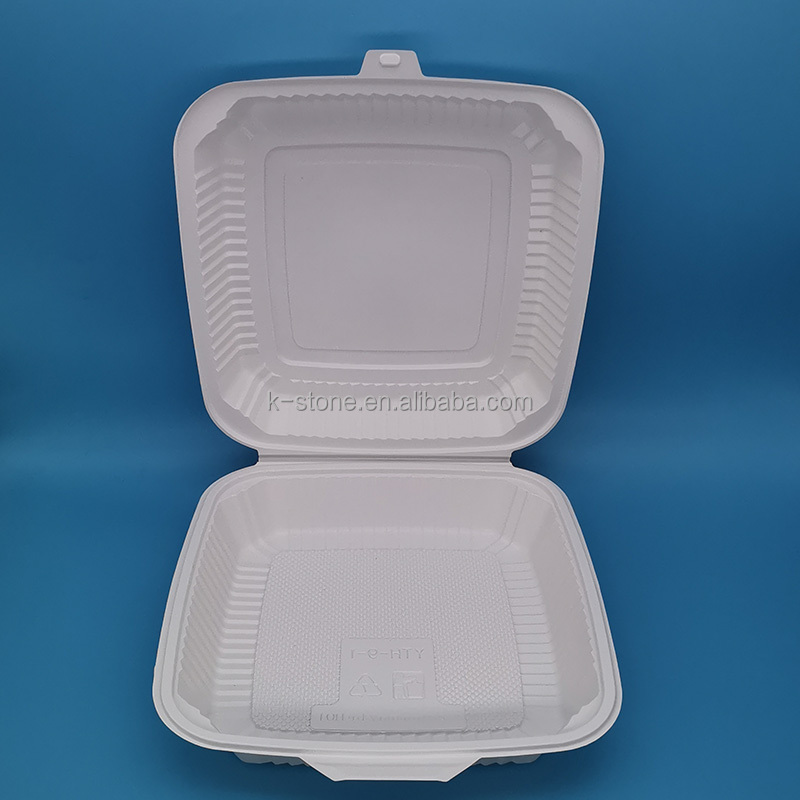 9 Inches Hinged Clam Shell Food Takeaway Box Biodegradable Corn Starch ...