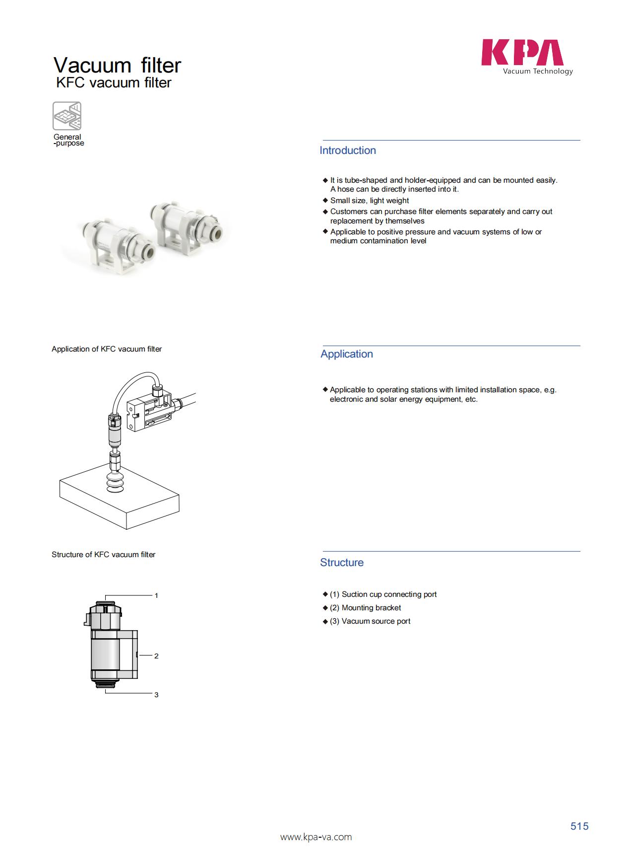 Vacuum filter KFC vacuum filter