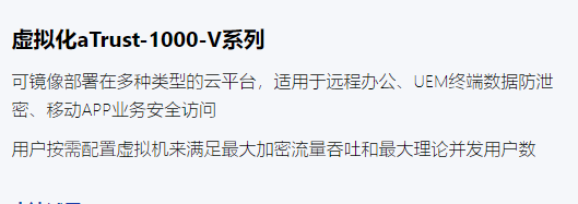 零信任访问控制系统 虚拟化aTrust-1000-V系列