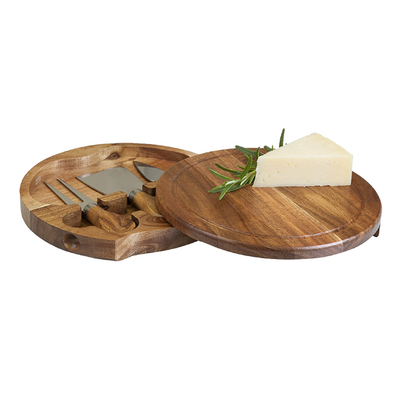 BOSSMAX CORPORATIONAcacai Wood Cheese Cutting Board with 3pcs Knives