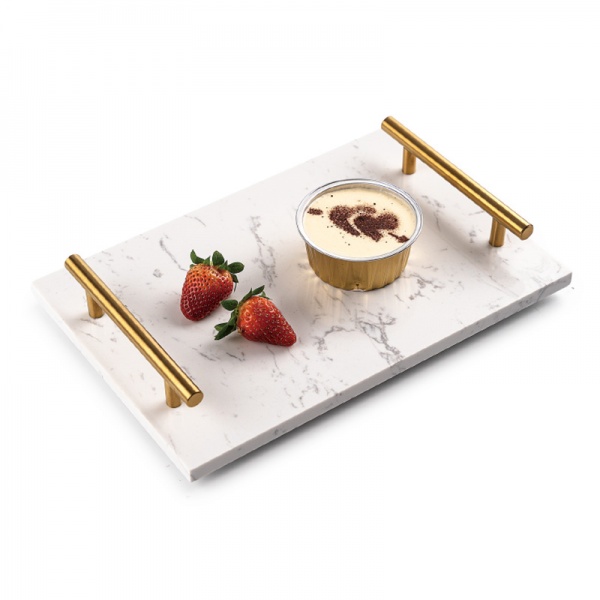 BOSSMAX CORPORATIONMarble Serving Tray with Golden Handle