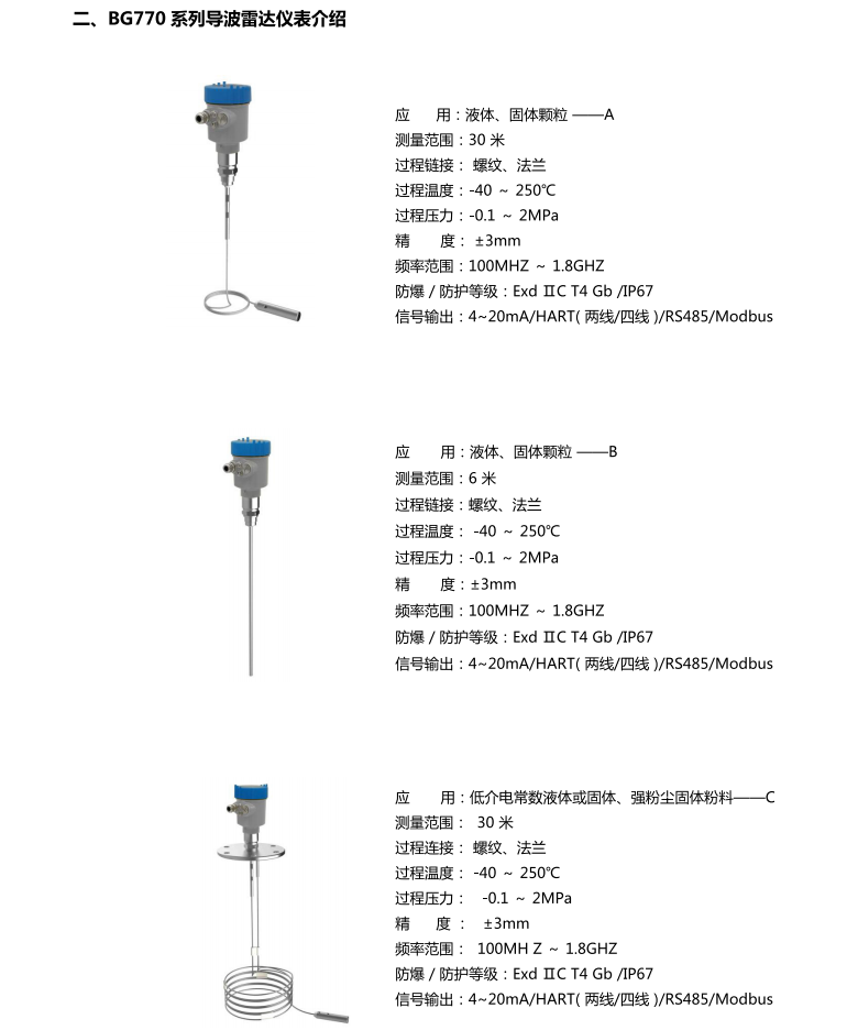 BORTAL（博尔图）BG770导波雷达,青岛博朗仪表有限公司