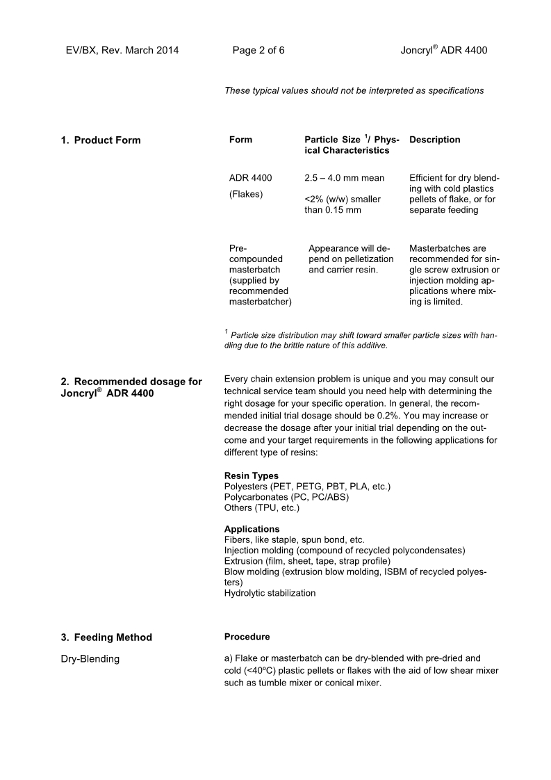 BASF Joncryl® ADR-4400/ ADR-4468, Chain Extender